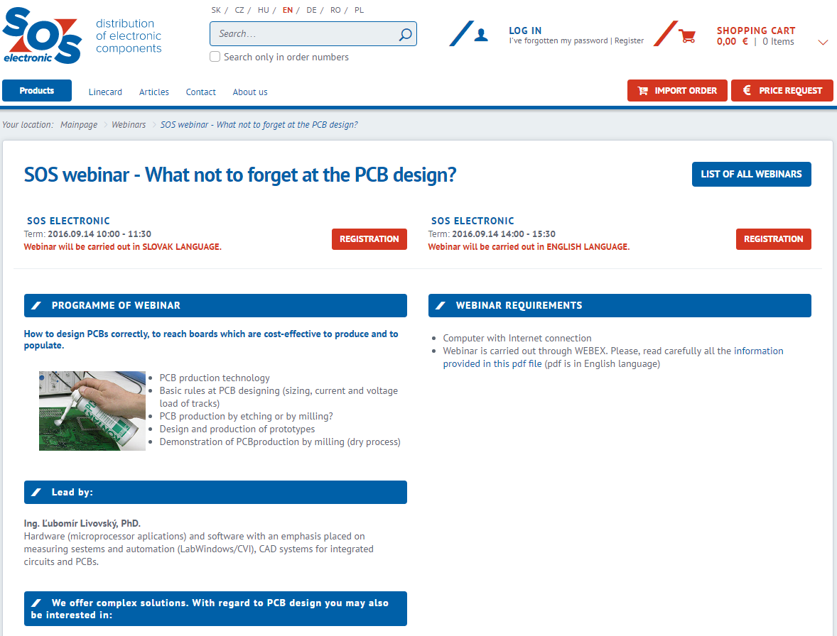 SOS electronic organizează Webminar-ul "PCB design" - Electronica Azi
